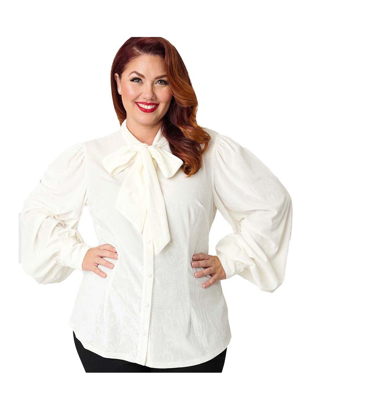 Click here for Unique Vintage Plus Size Velvet Long Sleeve Neck T... prices