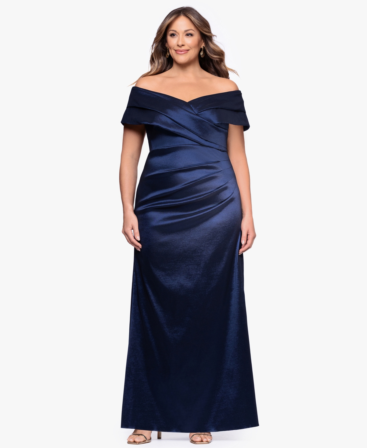Click here for Betsy & Adam Plus Size Off-The-Shoulder Dress - Na... prices