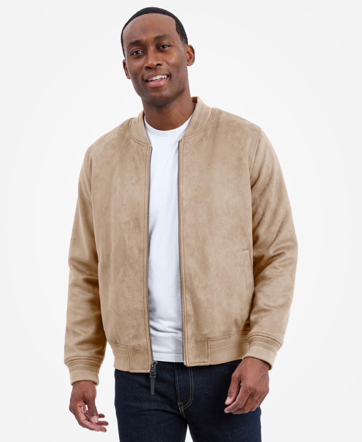 Click here for Michael Kors Mens Faux Suede Bomber Jacket - Latte prices
