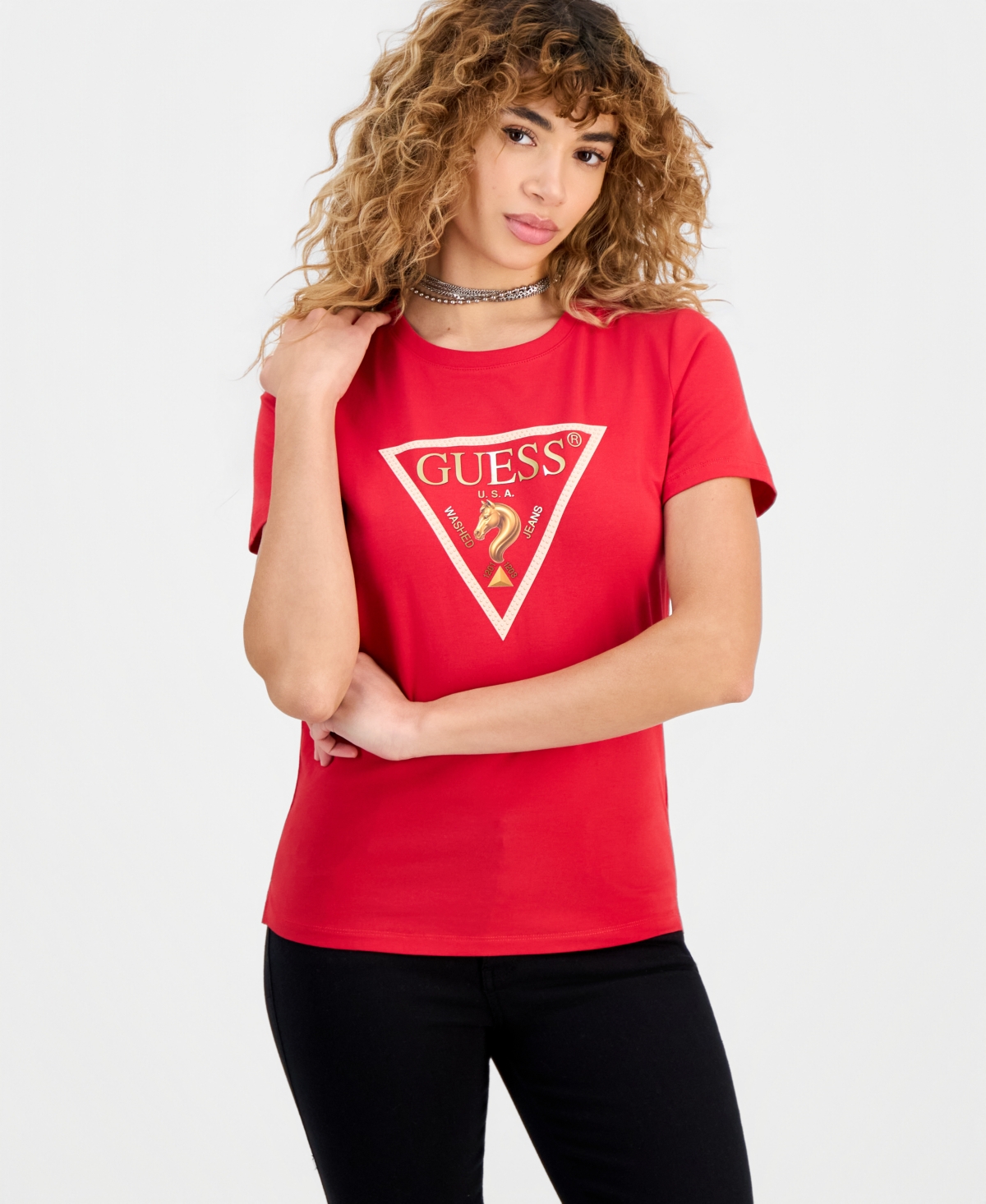 Click here for Guess Womens Chinese New Year Logo T-Shirt - Spicy... prices