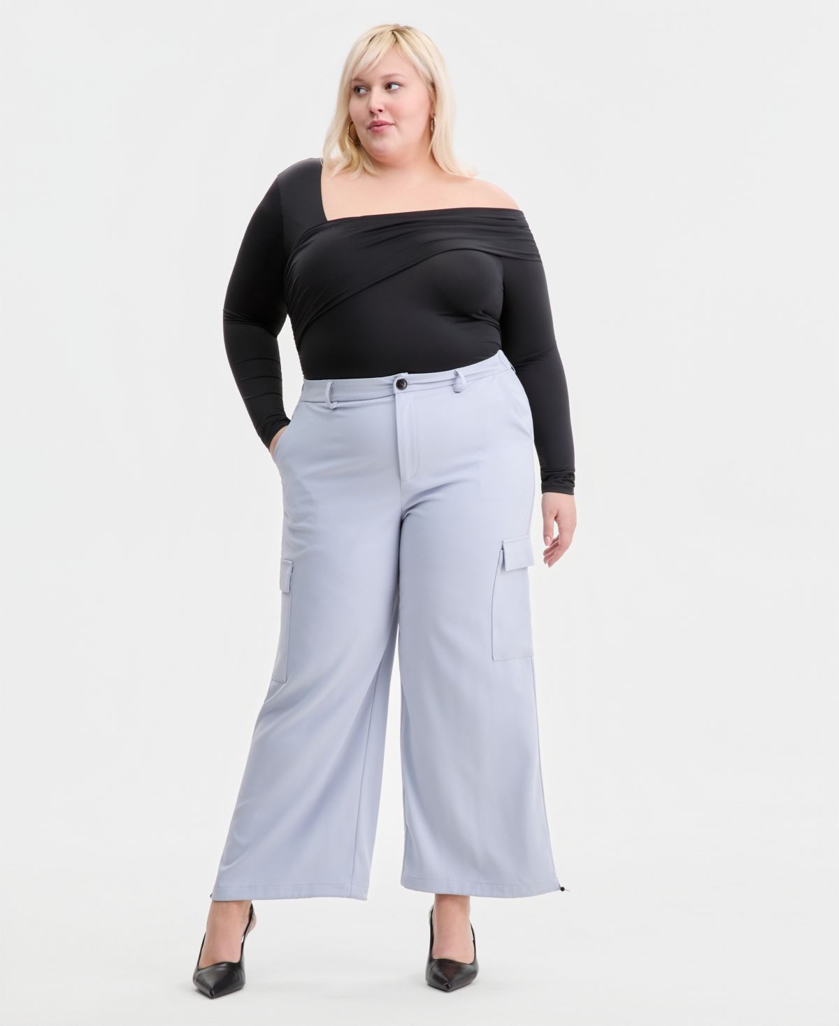 Click here for Bar Iii Trendy Plus Size Cargo Drawcord-Hem Pants... prices