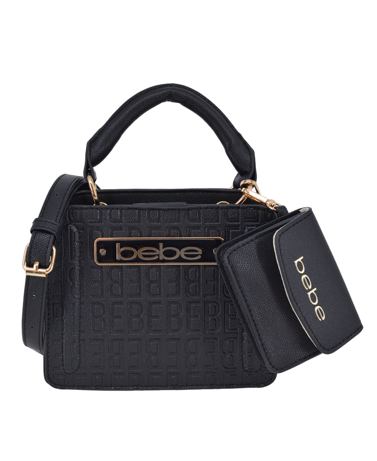 Click here for Bebe Womens Thea Mini Satchel Bag - Black prices