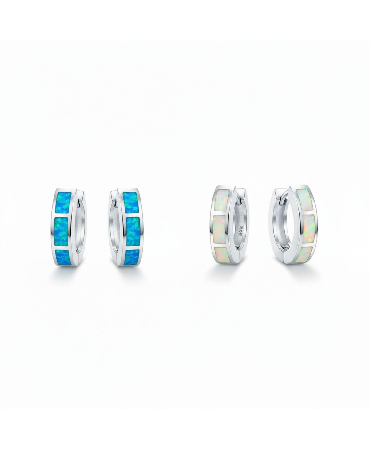 Click here for Bling Jewelry Set of 2 White & Blue Synthetic Opal... prices