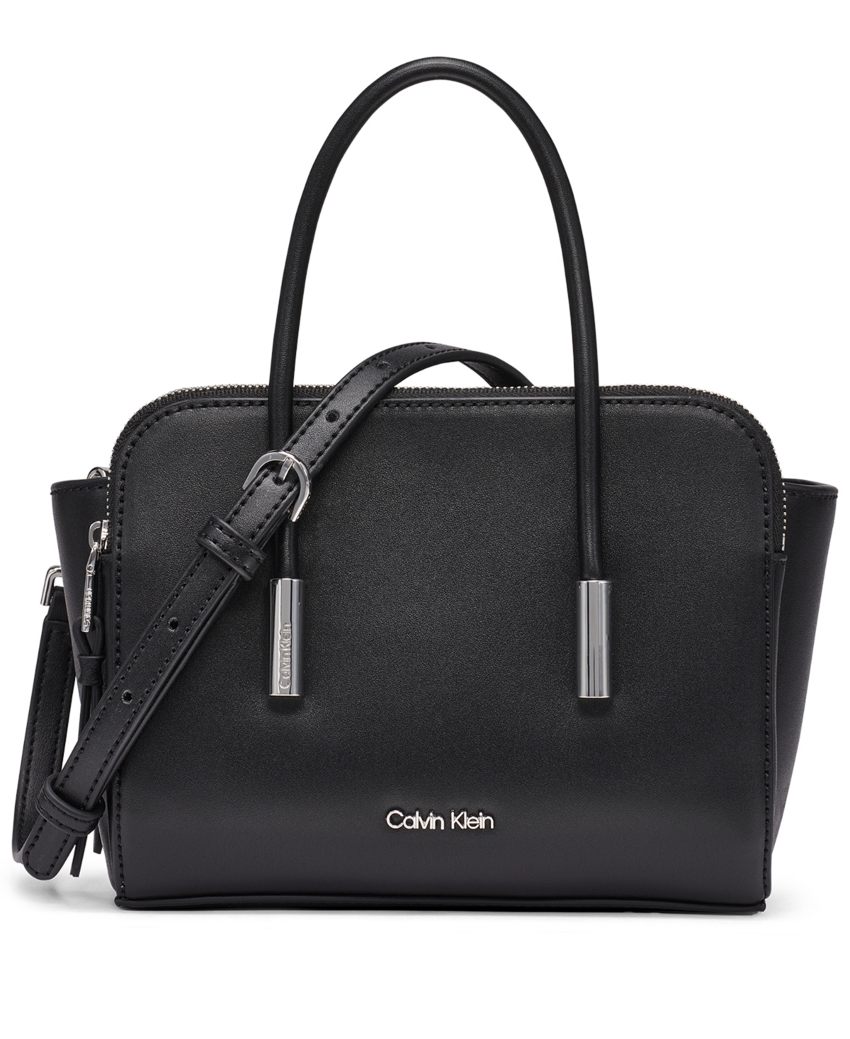 Click here for Macys Junie Small Zipper Crossbody Bag - Black/Sil... prices