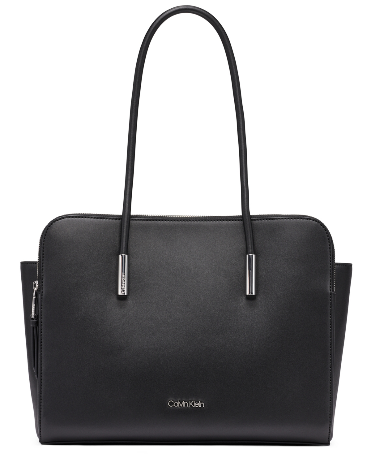 Click here for Macys Junie Medium Zipper Tote Bag - Black/Silver prices