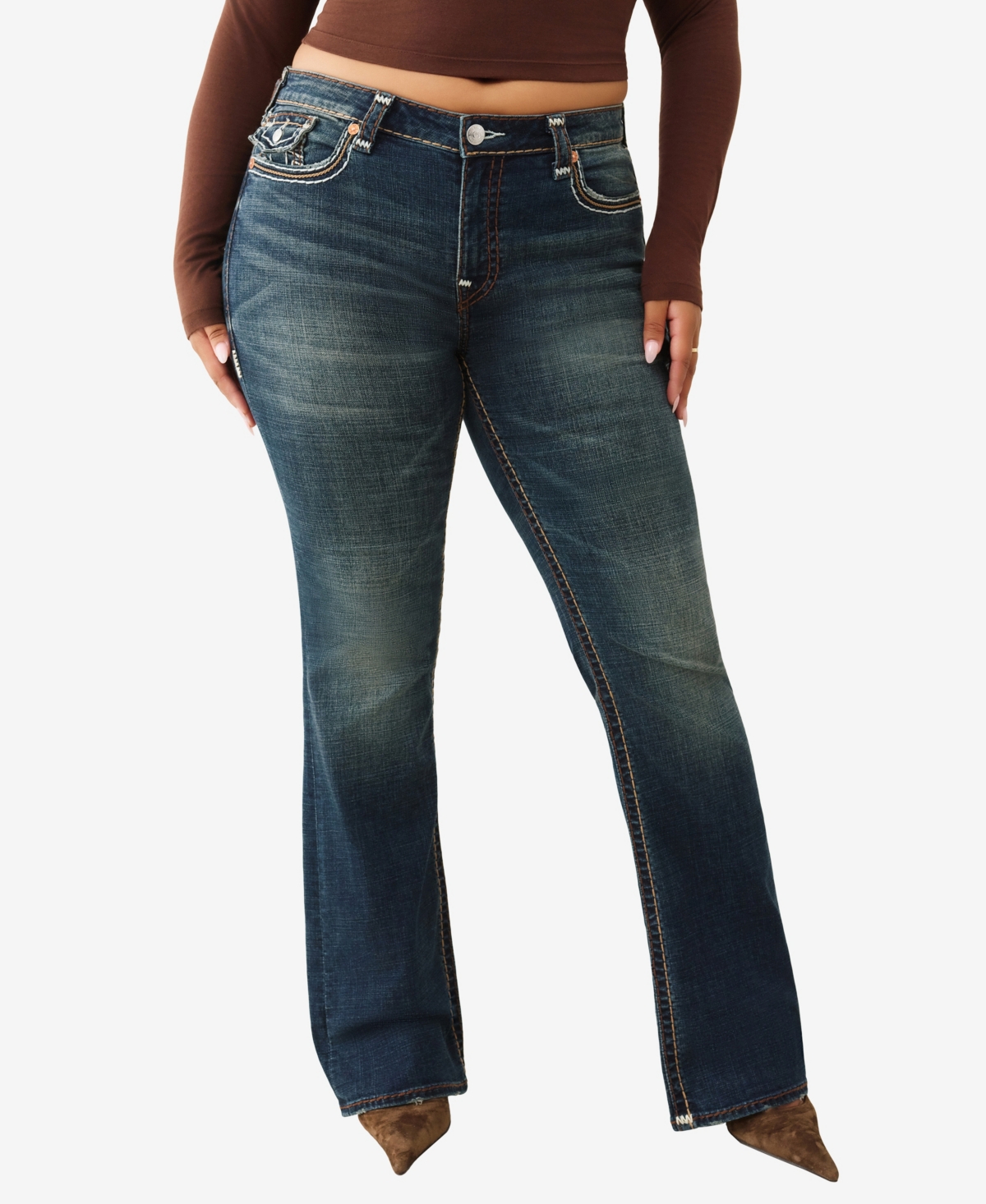 Click here for True Religion Plus Size Becca Mid Rise Bootcut Sup... prices