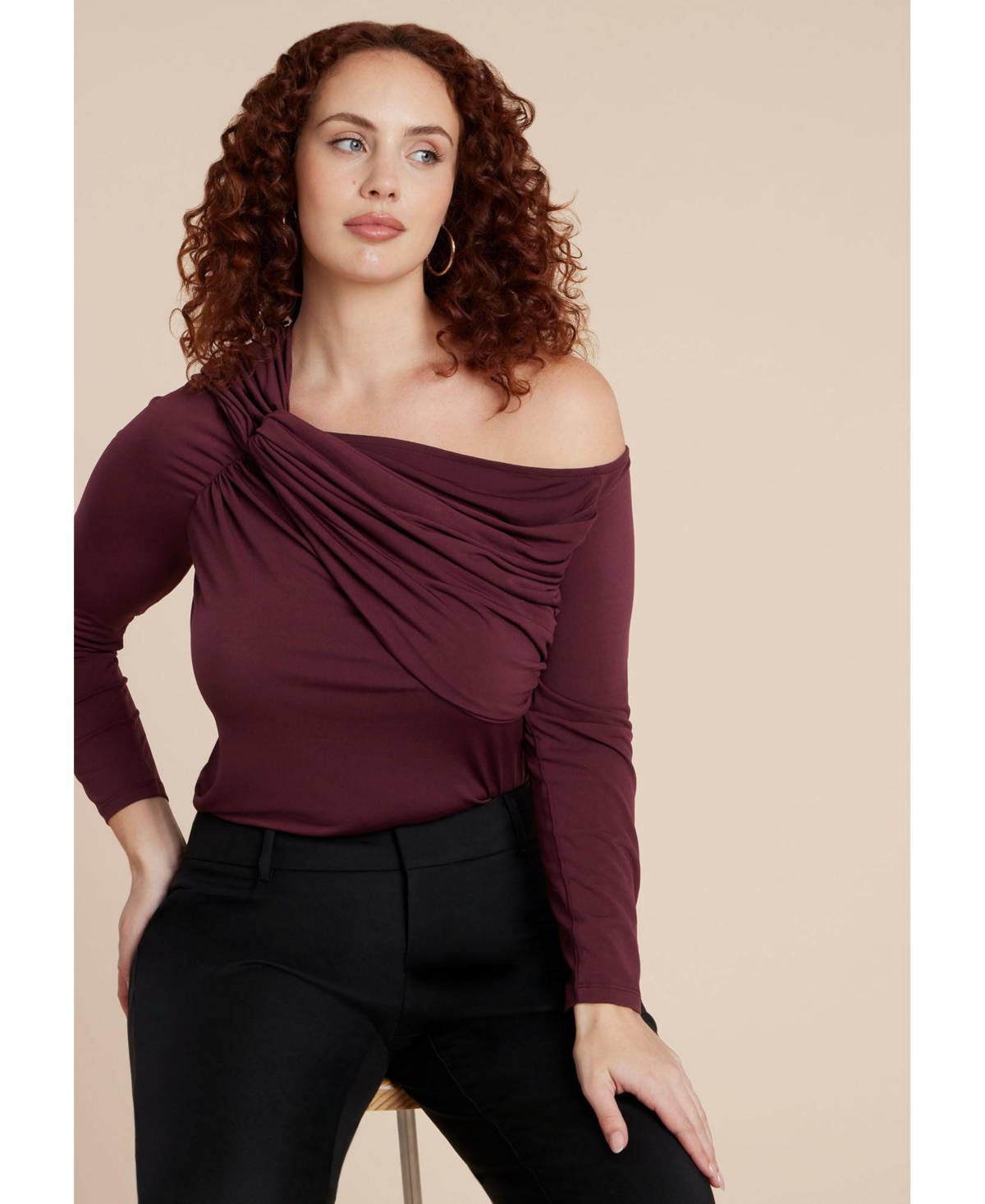 Click here for Eloquii Womens Plus Size Shoulder-Twist Drape Top... prices