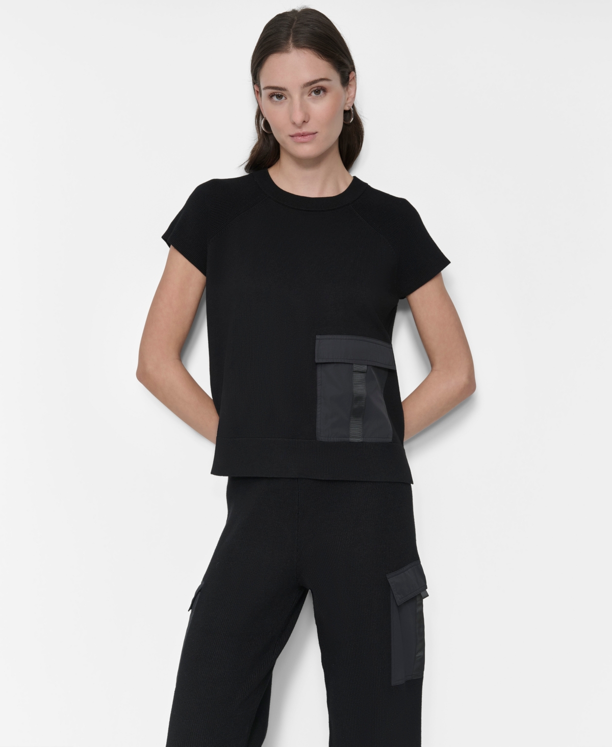 Click here for Dkny Womens Cargo Sweater - Black prices