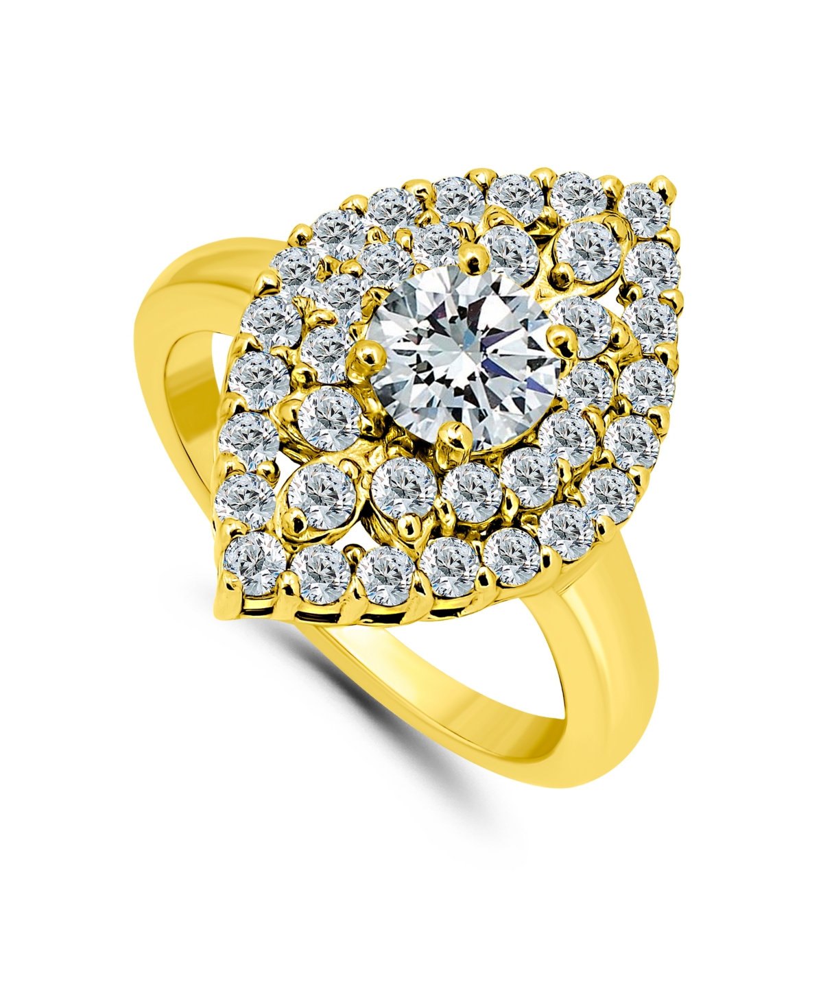 Click here for Cubic Zirconia 2 Row Kite Halo with Round Prong Ce... prices