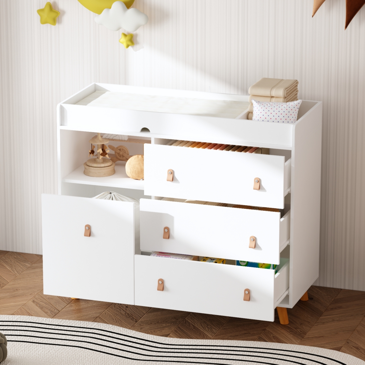 Click here for Homsee 4-Drawer Chest of Drawers Nursery Storage O... prices