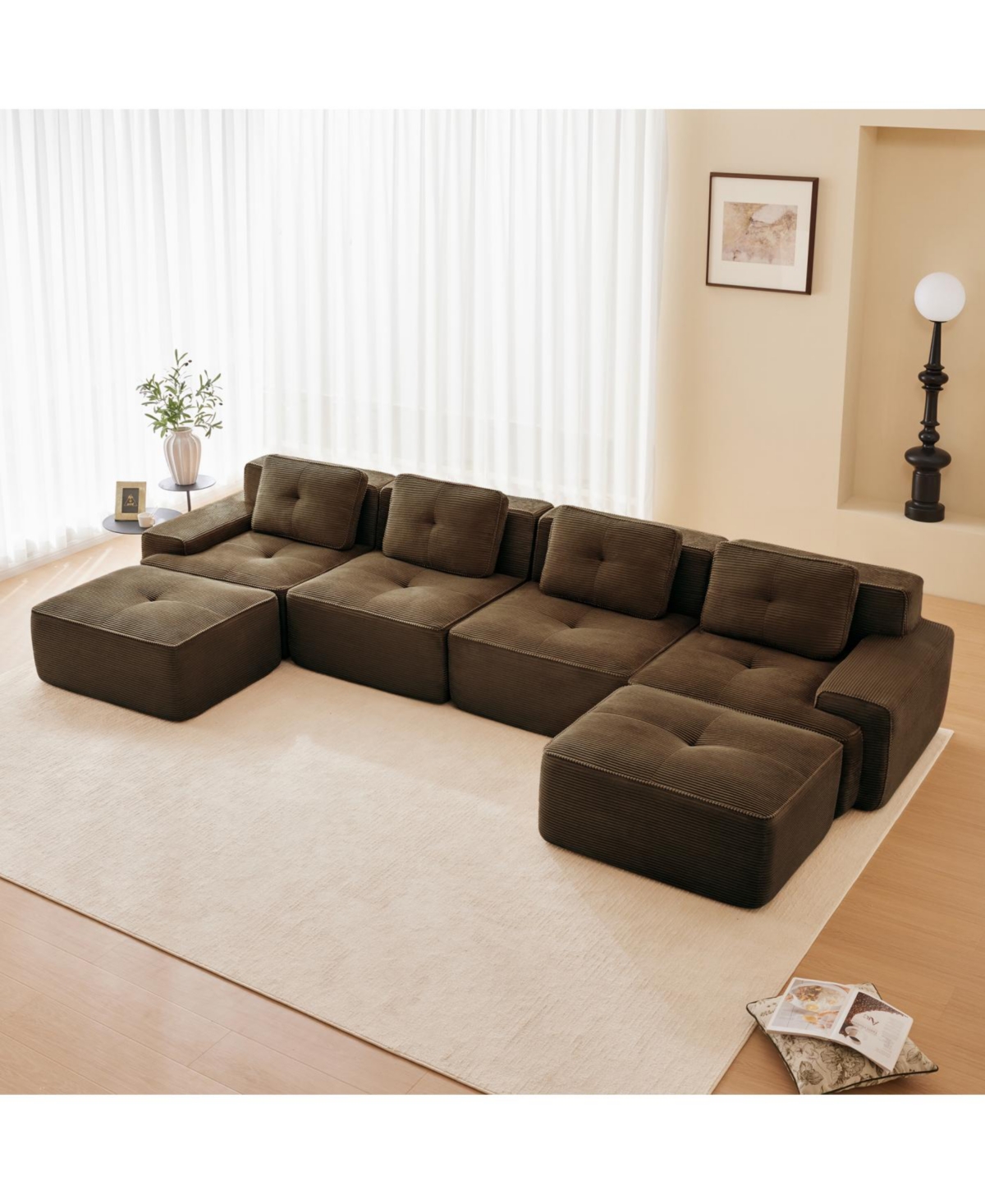 Click here for Streamdale Modern U-Shaped Corduroy Sectional Sofa... prices
