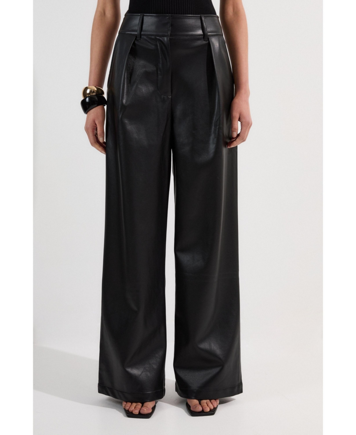 Click here for Karen Millen Womens Faux Leather Wide Leg Pants -... prices