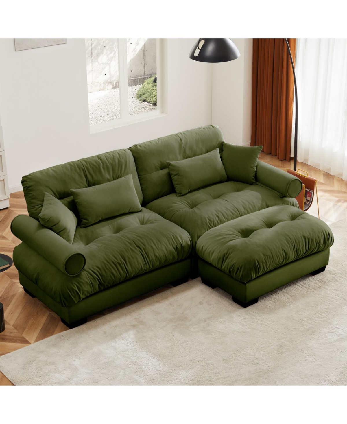 Click here for Streamdale Furniture Olive Green Velvet Two-Seater... prices