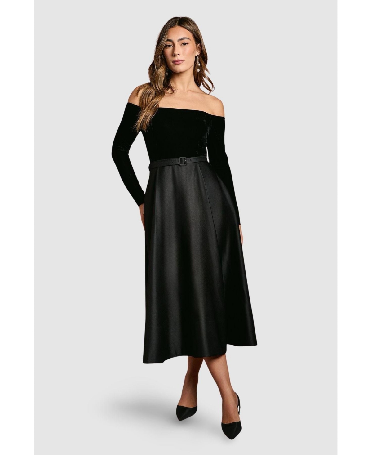 Click here for Coast Womens Bardot Full Skirted Midi Dress - Blac... prices