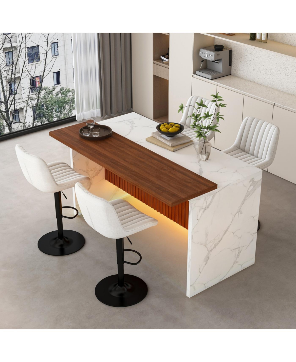 Click here for Streamdale Modern Kitchen Island Set with 4 Beige... prices