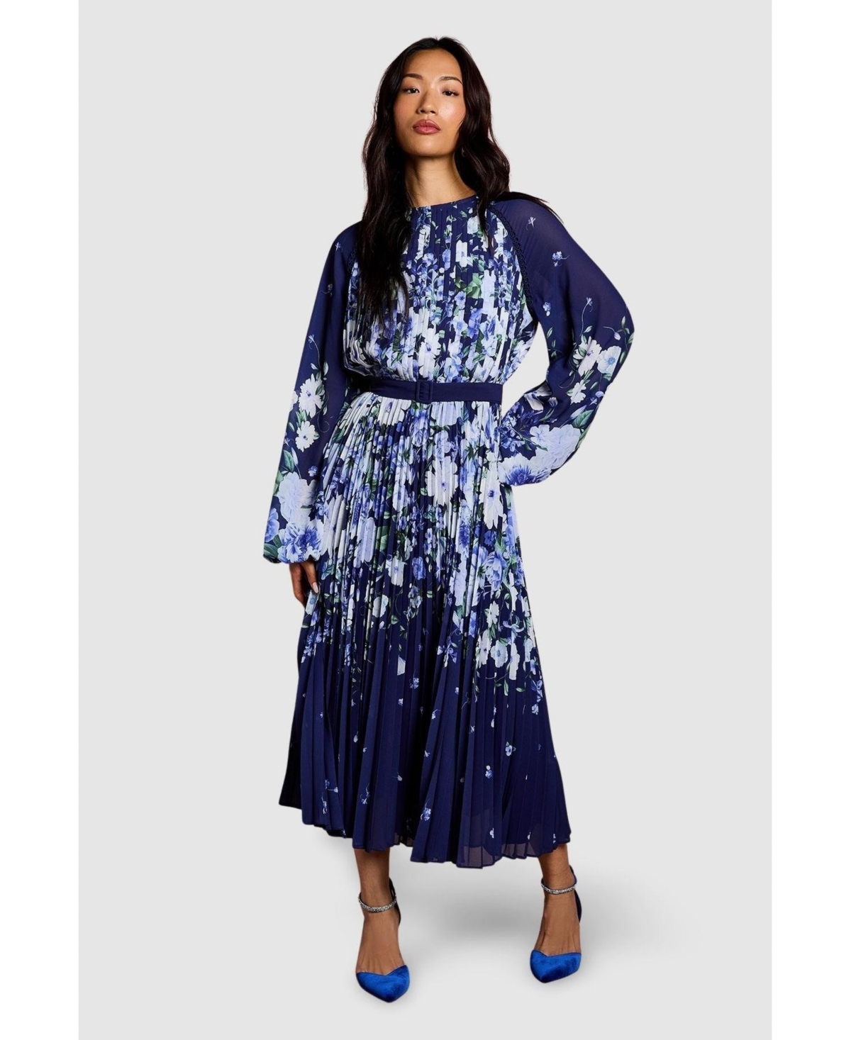 Click here for Coast Womens Floral Pleated Georgette Midi Dress -... prices