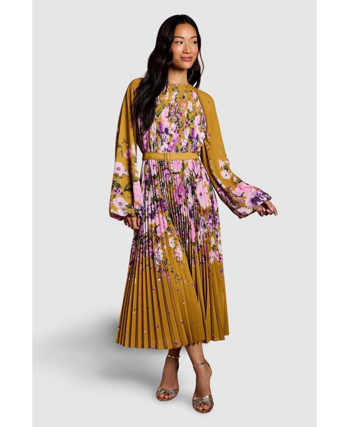 Click here for Coast Womens Floral Pleated Georgette Midi Dress -... prices