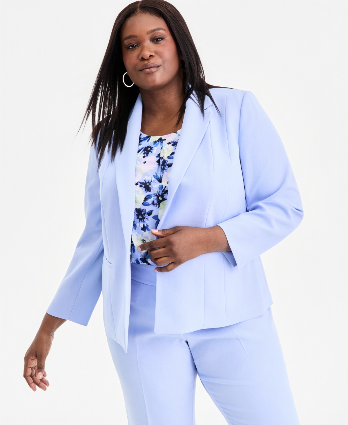 Click here for Kasper Plus Size Crepe One-Button Blazer - Paris B... prices