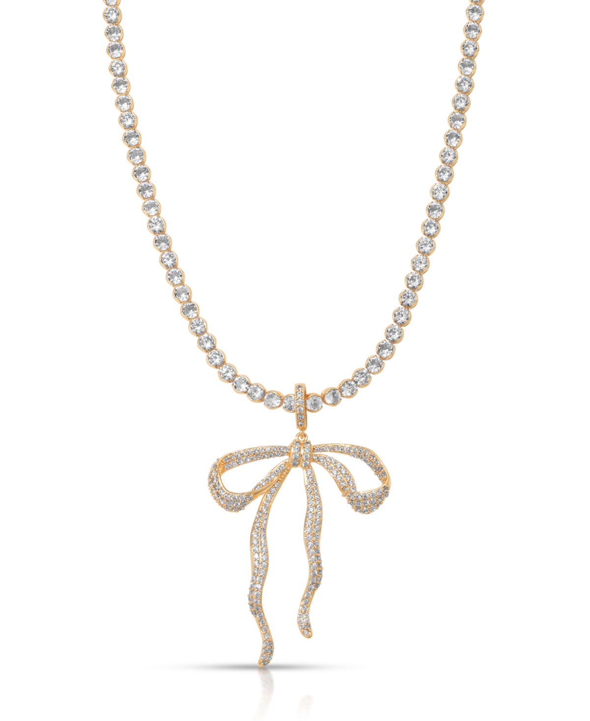 Click here for Ettika Pave Bow Tennis Necklace - Gold prices