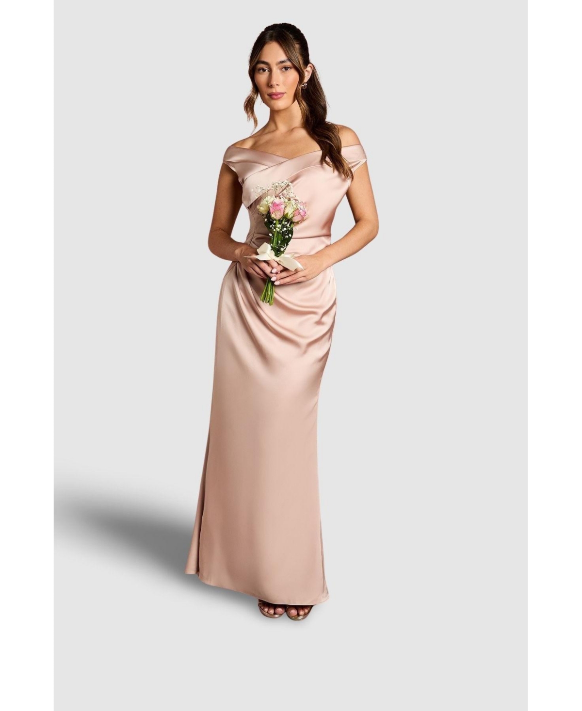 Click here for Coast Womens Satin Bardot Maxi Dress - Mocha prices