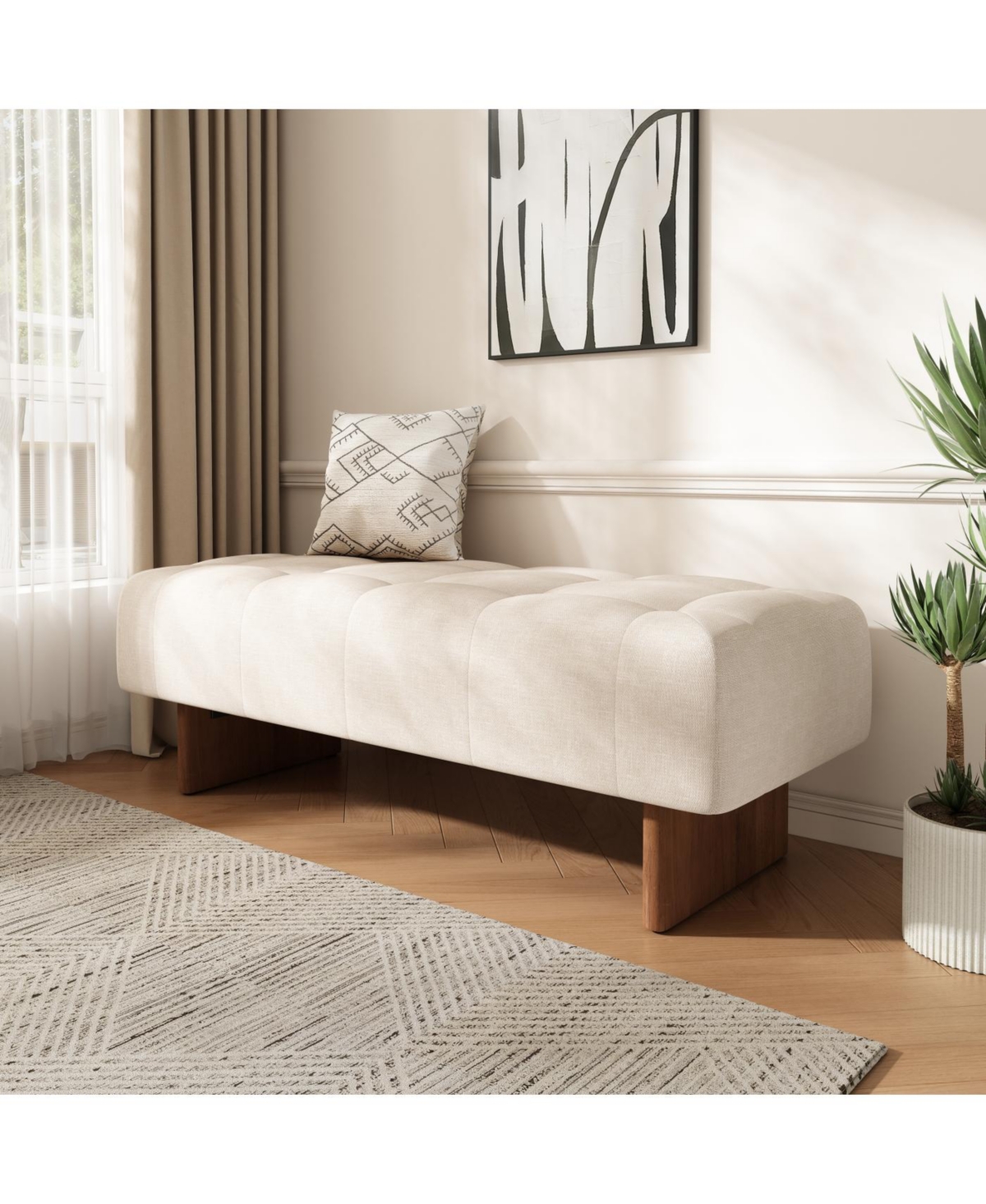 Click here for Streamdale Furniture Rectangular Tufted Linen Otto... prices