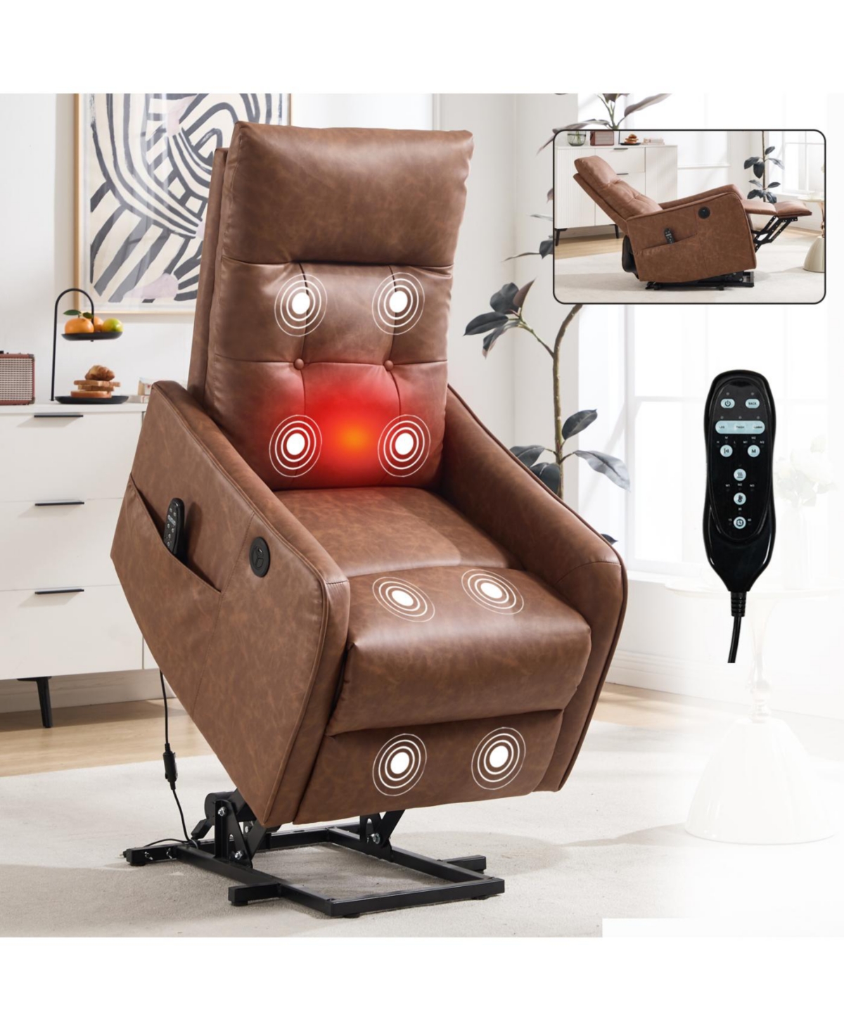 Click here for Streamdale Furniture Brown Pu Power Lift Recliner... prices