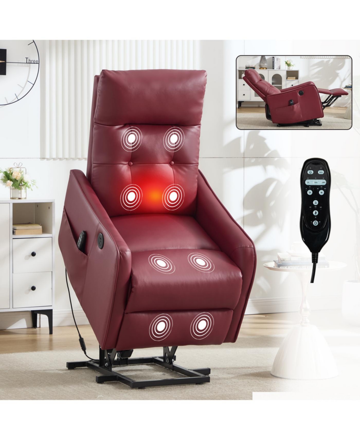 Click here for Streamdale Furniture Streamdale Wine Red Pu Power... prices