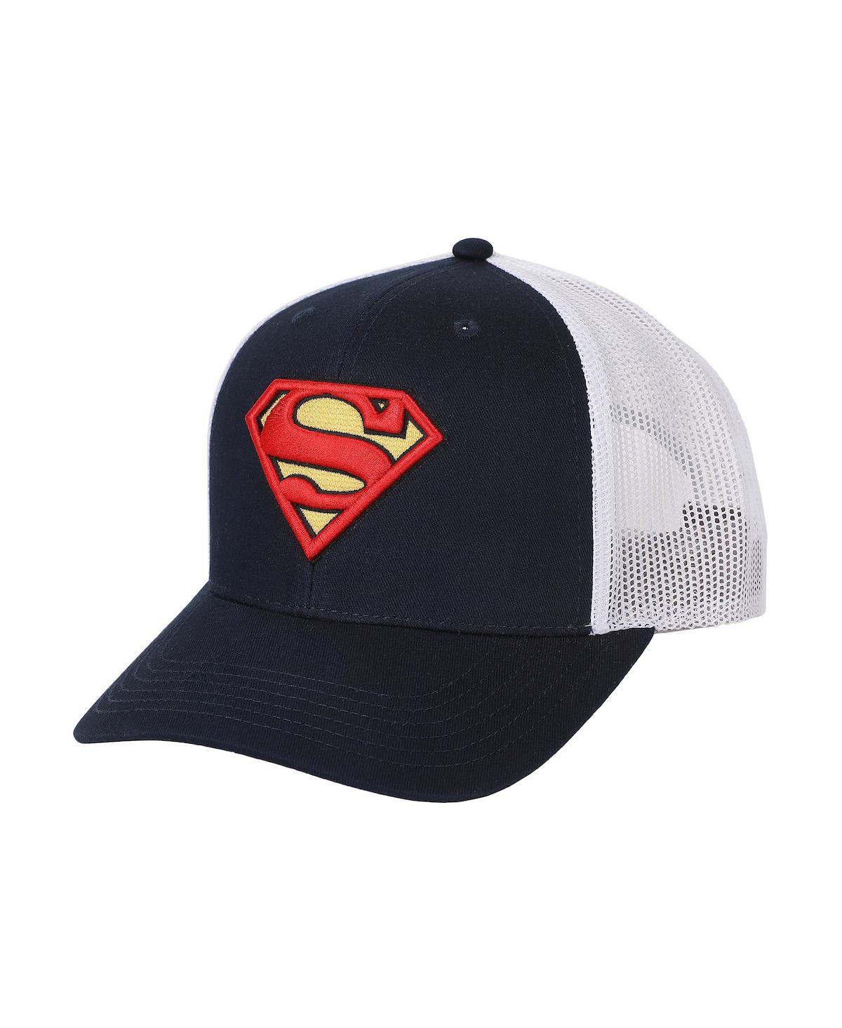 Click here for Superman Mens 3D Embroidered Logo Navy Trucker Hat... prices