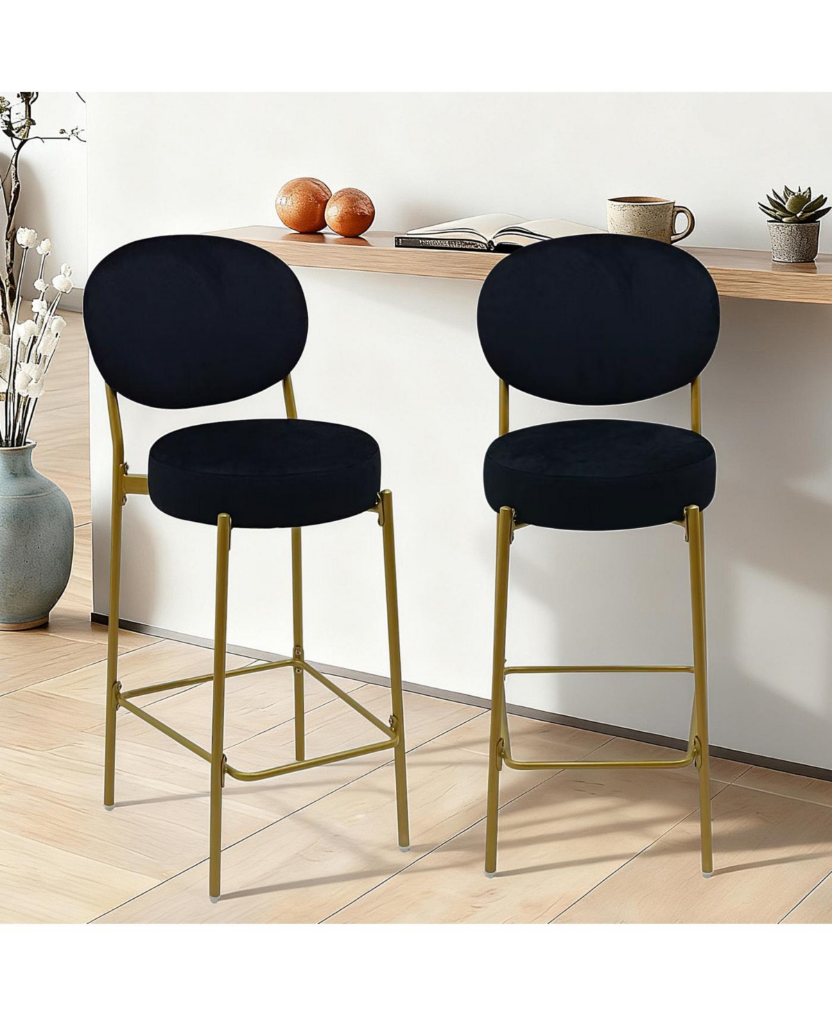 Click here for Streamdale Modern Velvet Bar Stools with Gold Legs... prices