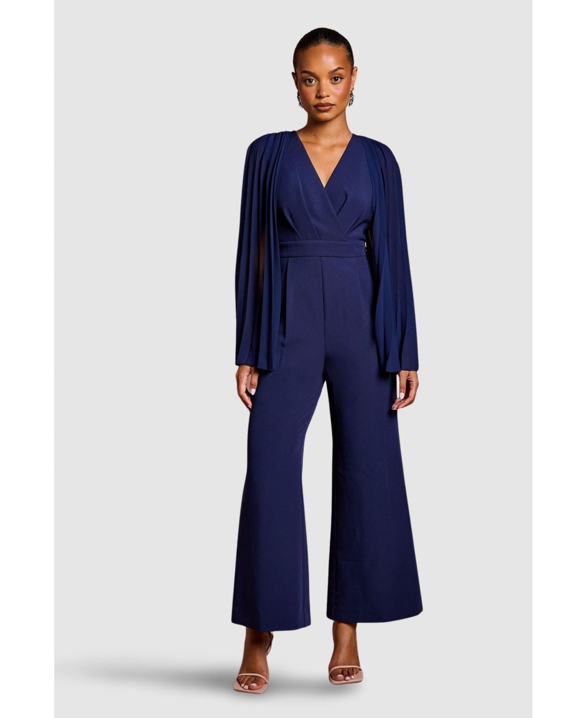 Click here for Coast Womens V Neck Pleated Jumpsuit - Navy prices