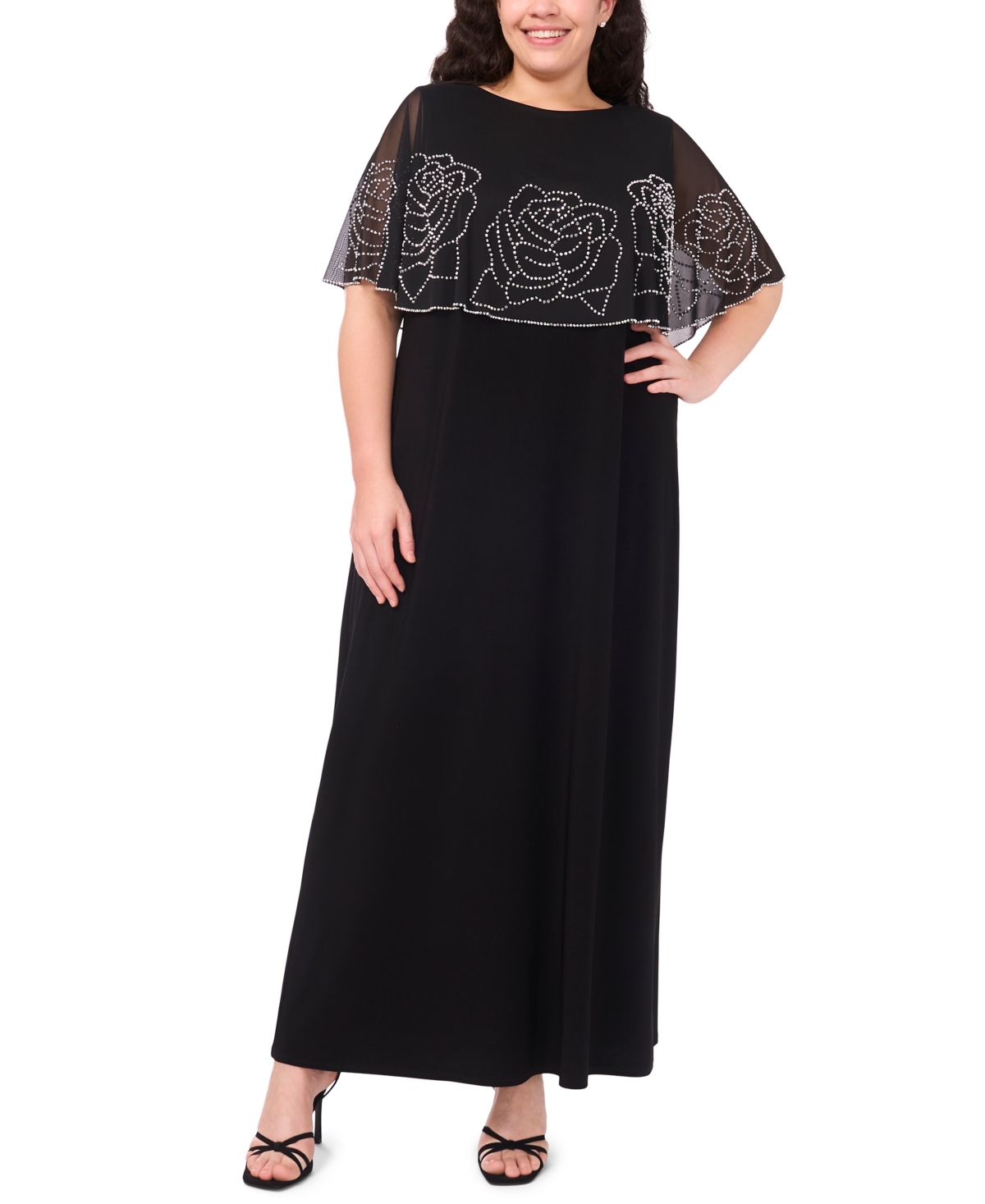 Click here for Msk Plus Size Crewneck Faraj Maxi Dress - Rich Bla... prices