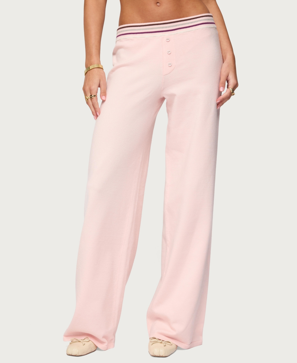 Click here for Edikted Womens Miya Stripey Knit Pants - Light-pin... prices