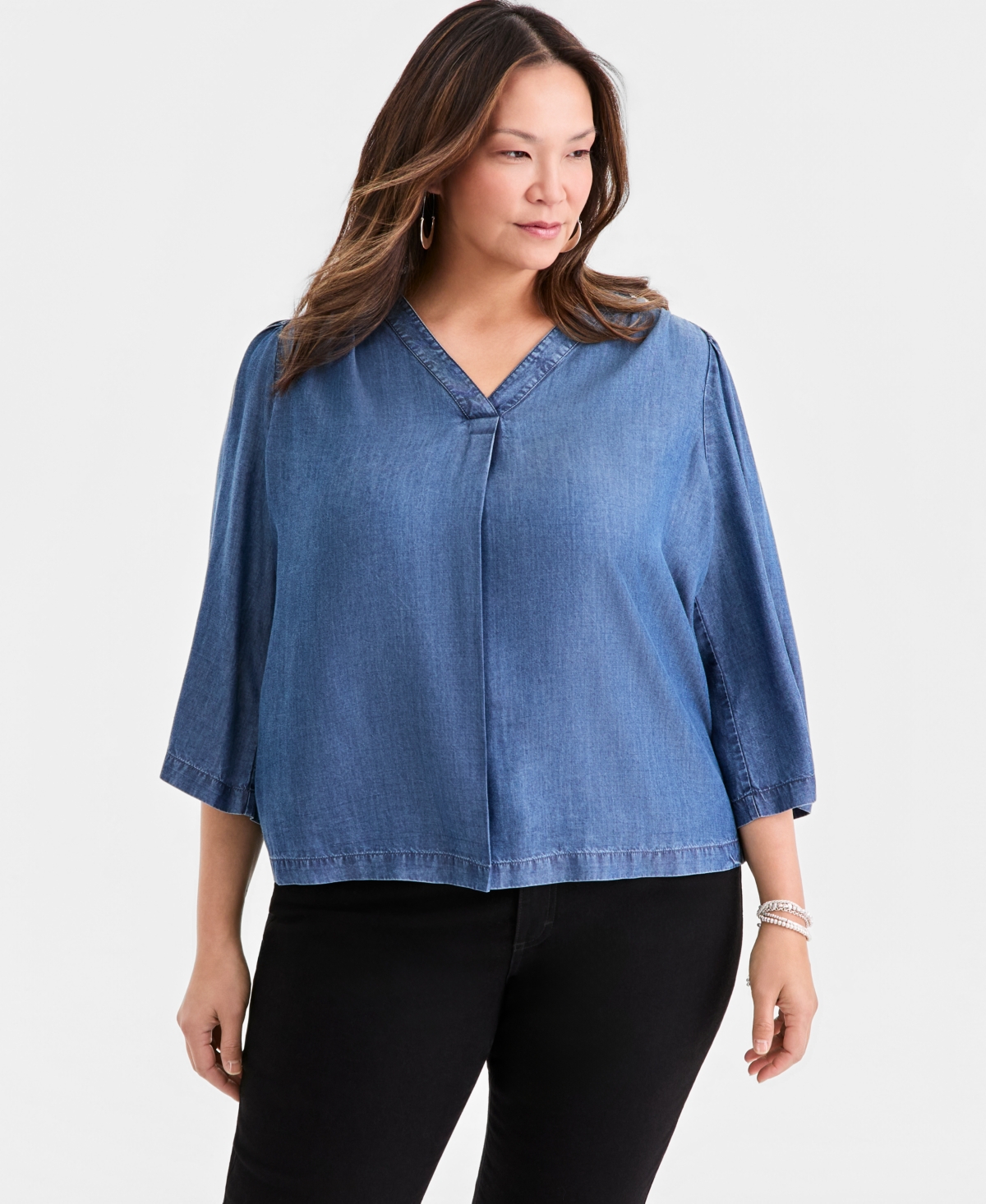 Click here for Style & Co Plus Size Printed 3/4-Sleeve Top  Macys... prices