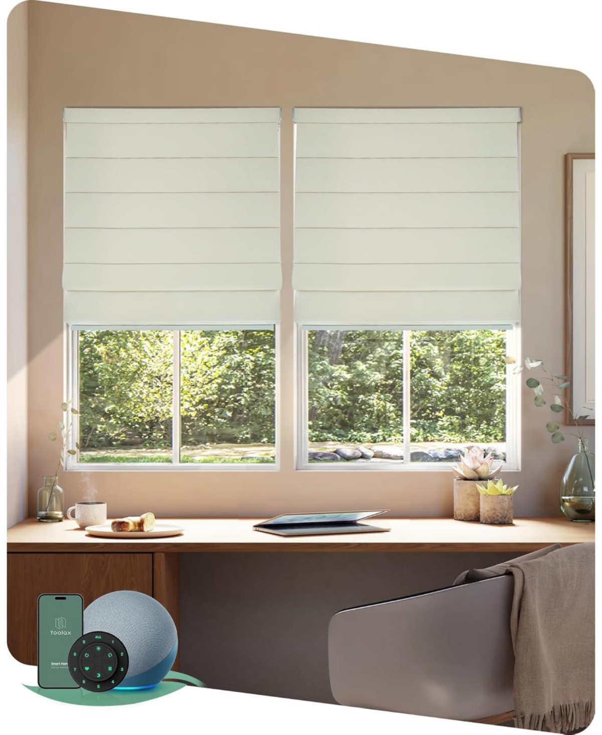 Click here for 60"L x 60"W Motorized Roman Blinds Shade... prices
