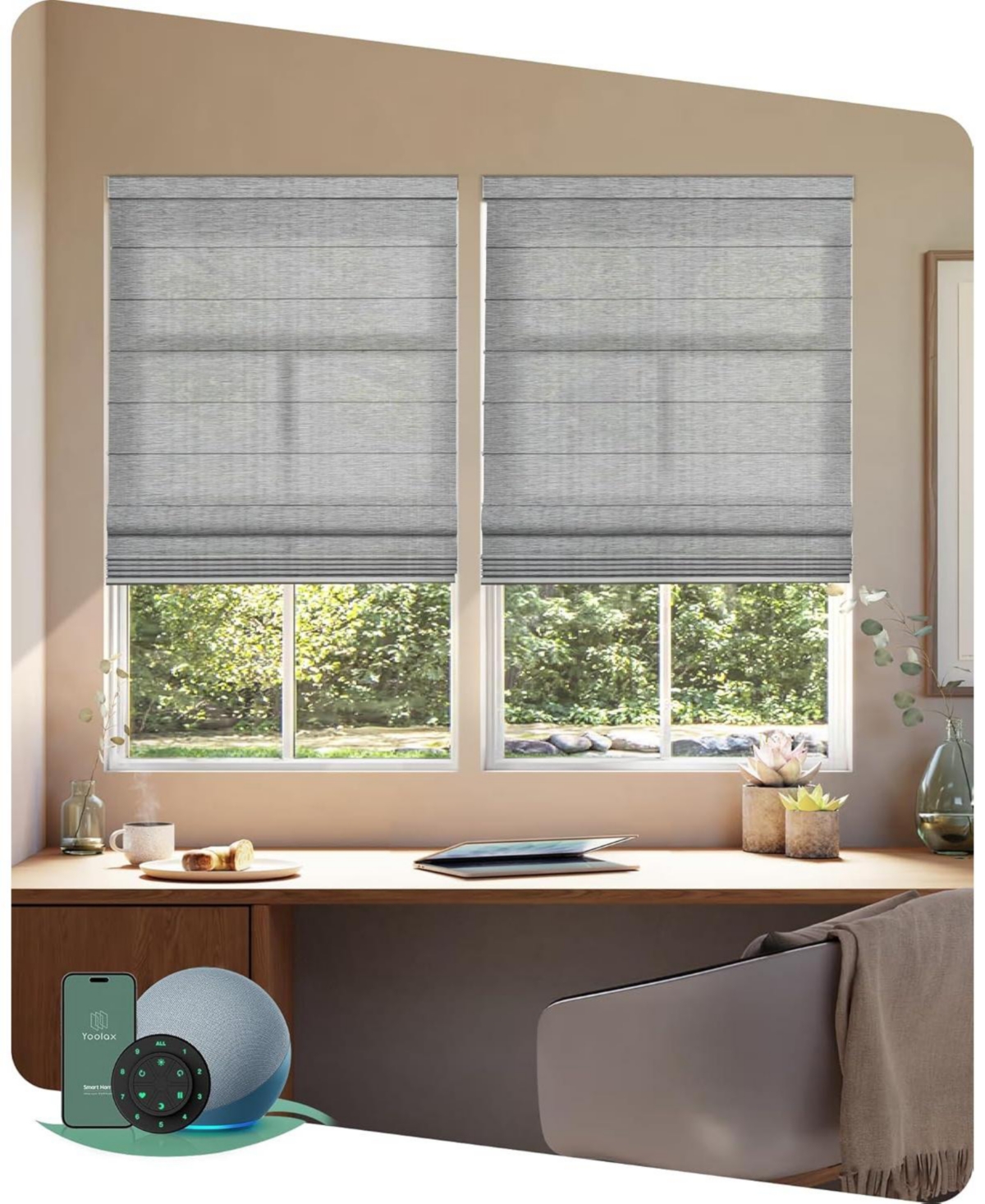 Click here for 60"L x 60"W Motorized Roman Blinds Shade... prices