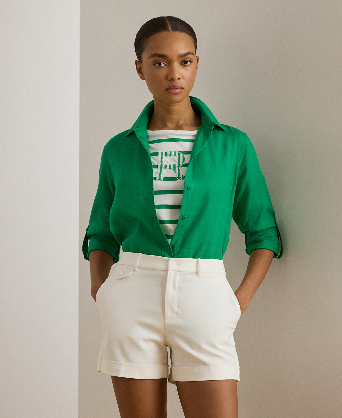 Click here for Lauren Ralph Lauren Petite 100 Linen Relaxed-Fit S... prices