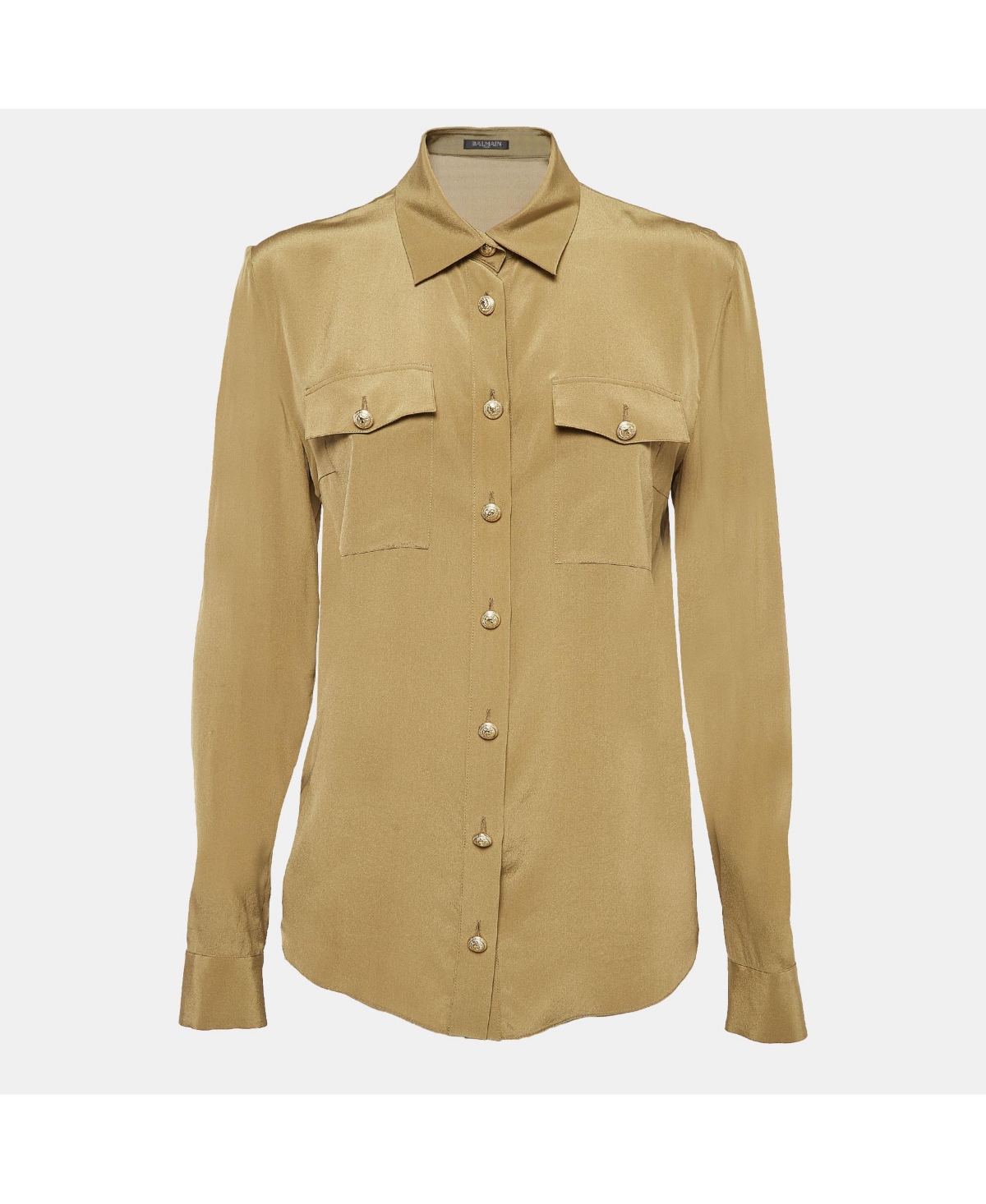 Click here for Pre-Owned Balmain Womens Green Silk Long Sleeve Sh... prices