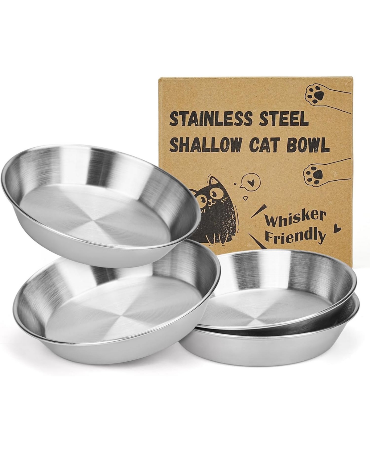 Click here for Wopet 4 Pack Stainless Steel Cat Food Bowls Deep W... prices