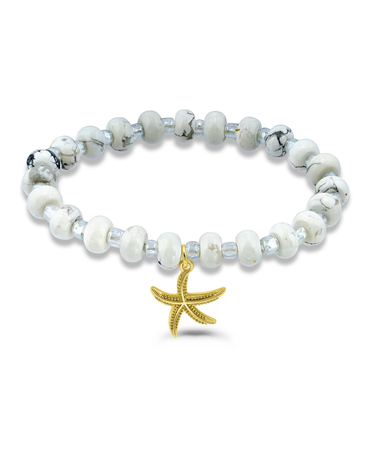 Click here for Macys Howlite Rondelle and Starfish Drop Silver Pl... prices