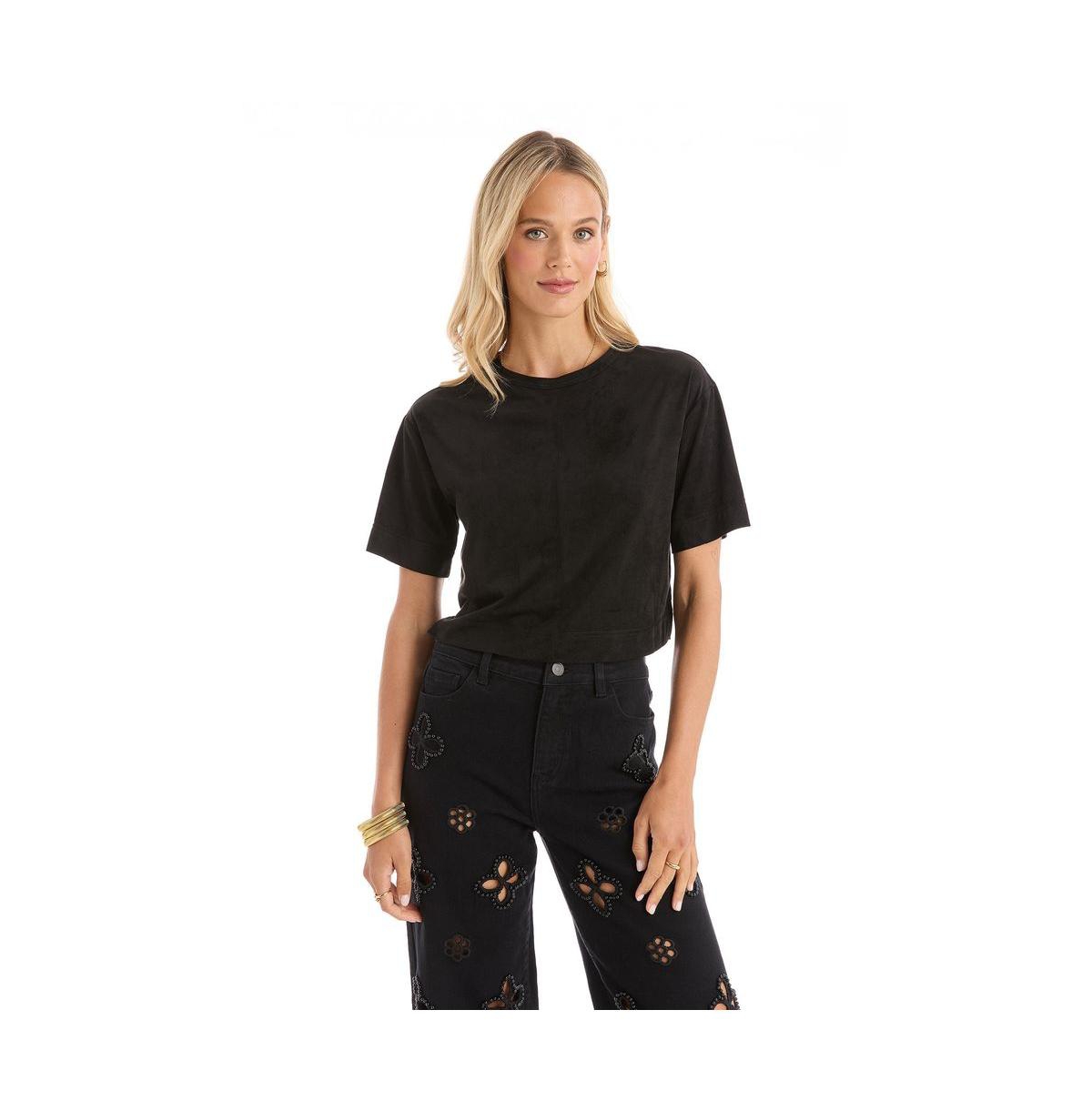 Click here for The Noli Shop Womens Naya Suede T-Shirt - Cafe - B... prices