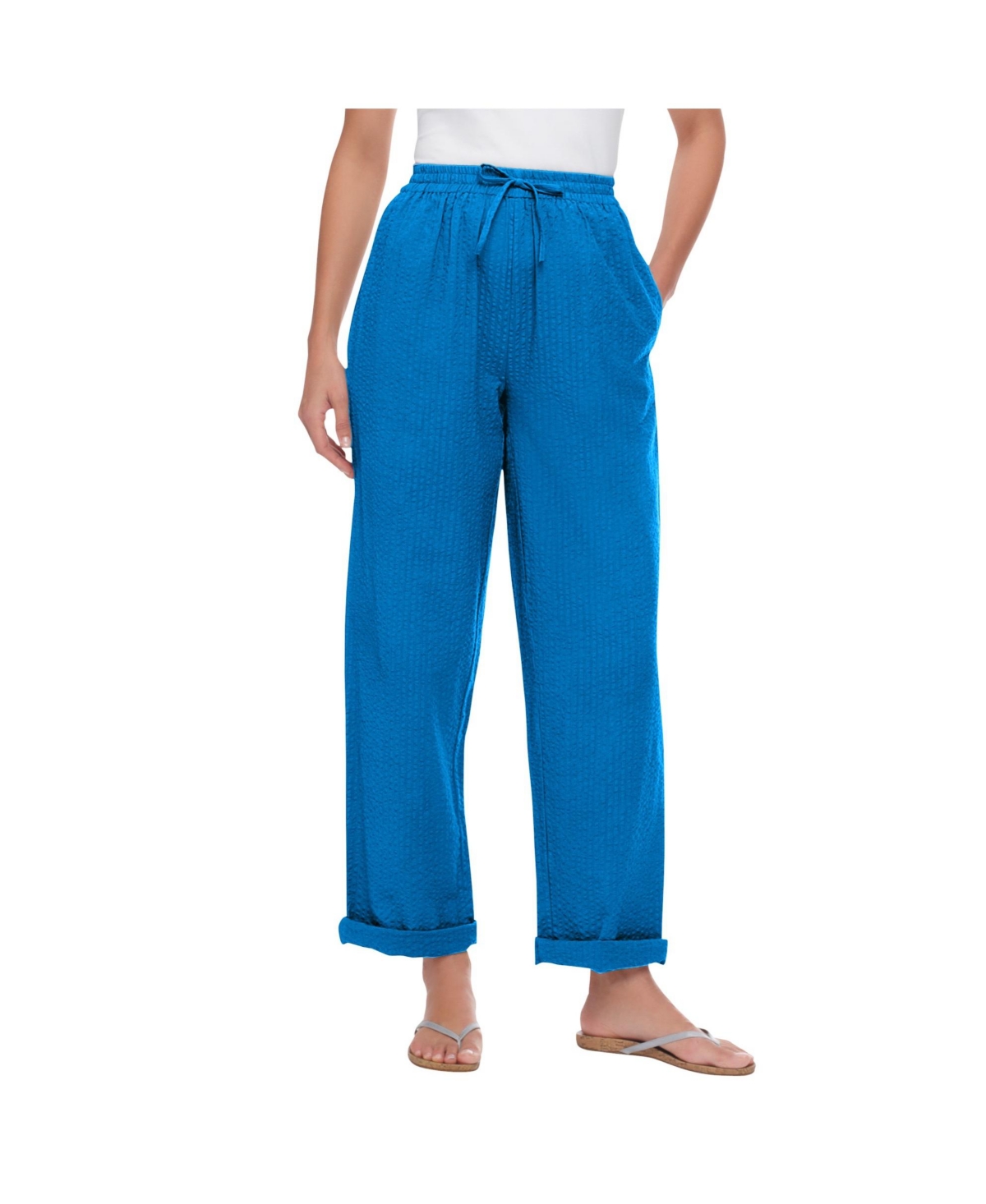 Click here for Woman Within Womens Within Tall Seersucker Pull-On... prices