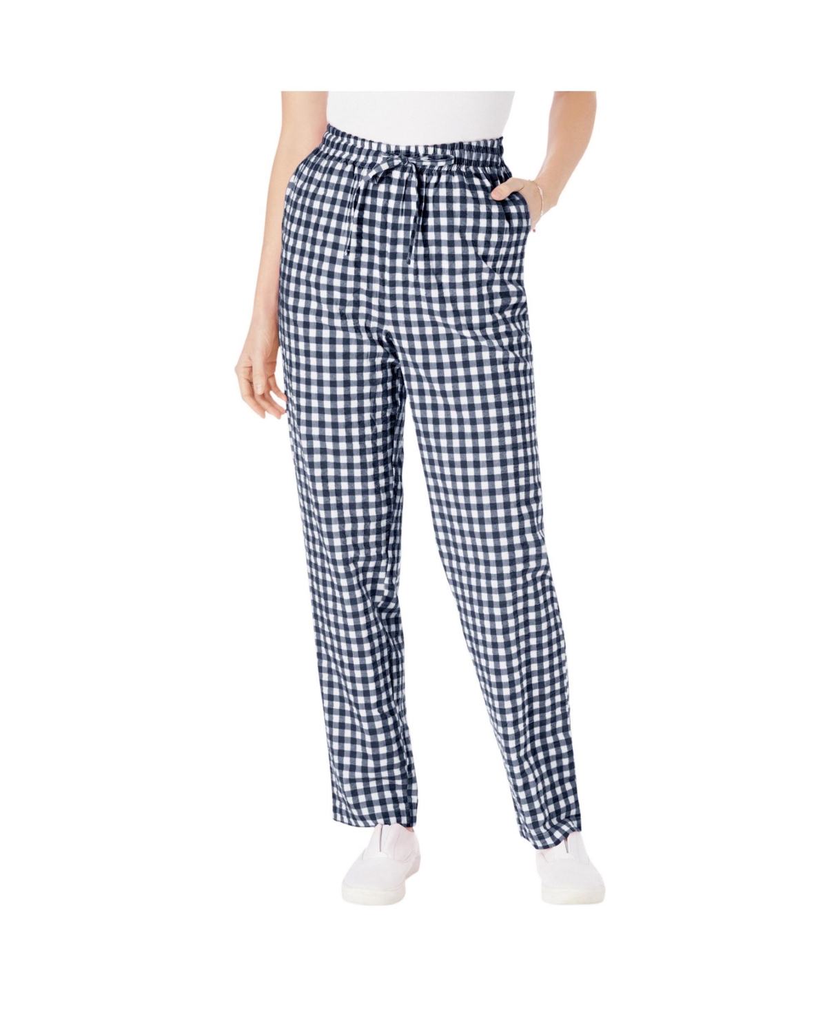 Click here for Woman Within Womens Within Tall Seersucker Pull-On... prices