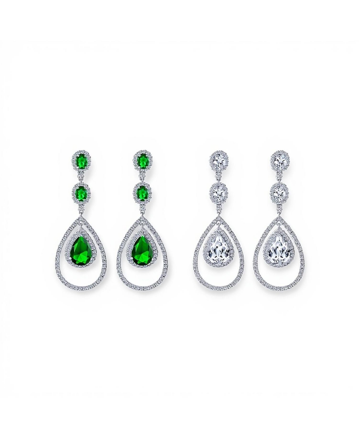 Click here for Bling Jewelry Set of 2 Art Deco Style Clear & Gree... prices