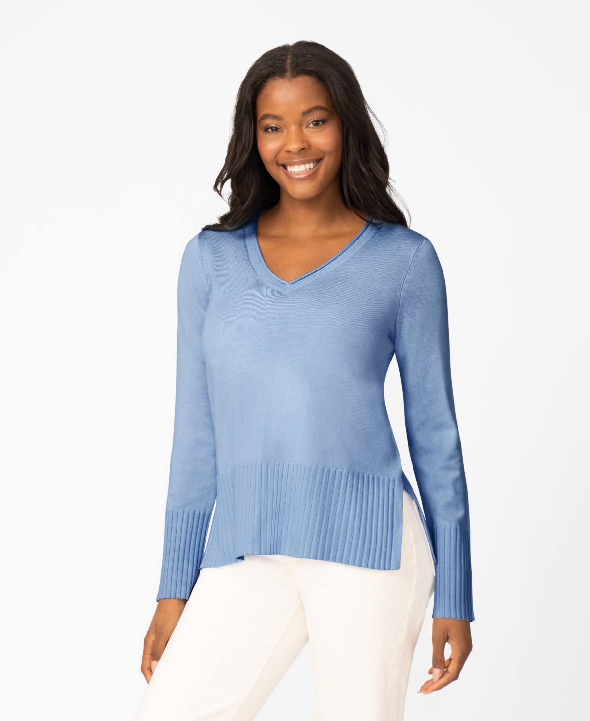 Click here for Melissa Paige Womens V-Neck Wide-Hem Wide-Cuff Swe... prices