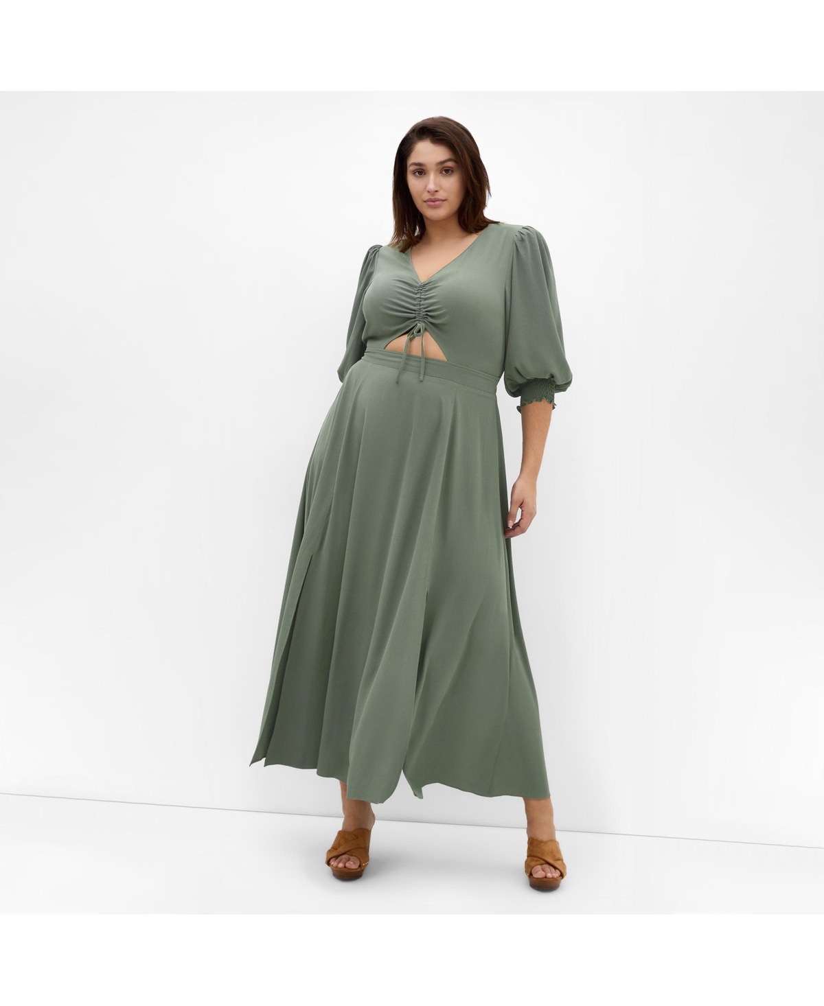 Click here for City Chic Plus Size Jolene Maxi Dress - Khaki prices