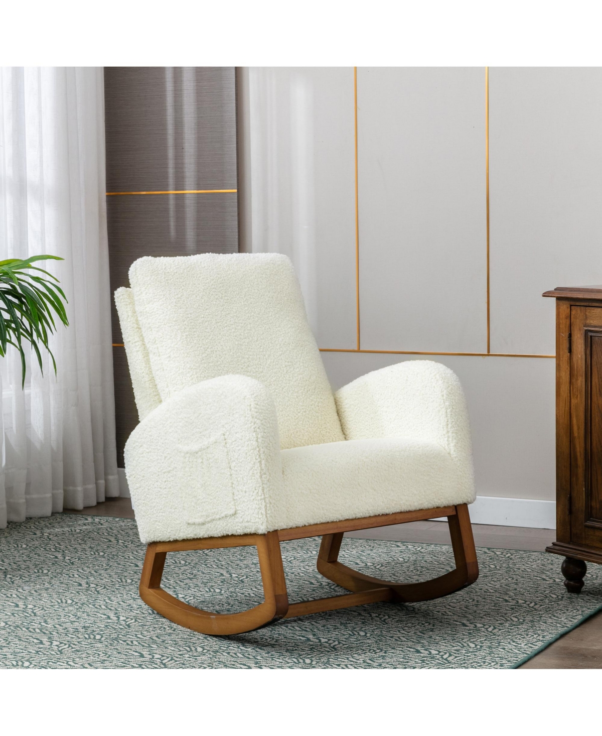 Click here for Flynama Beige Linen Rocking Recliner Chair –... prices