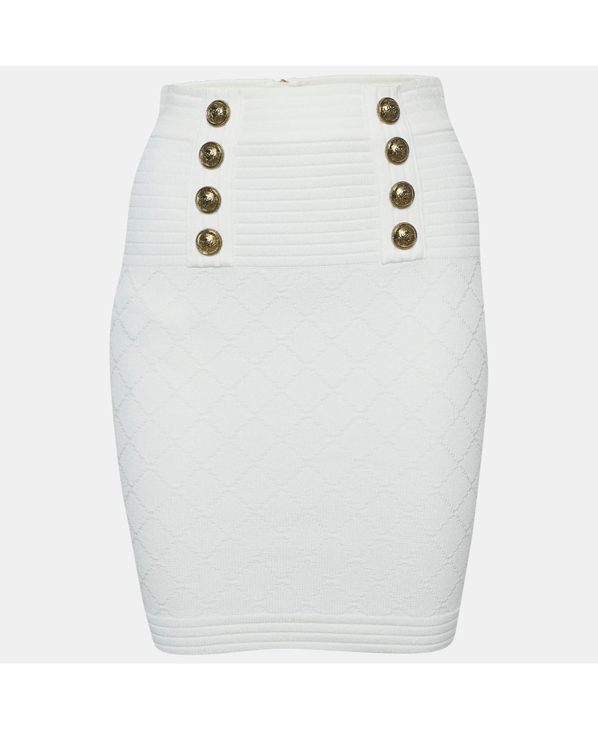 Click here for Pre-Owned Balmain Womens White Stretch Button Embe... prices