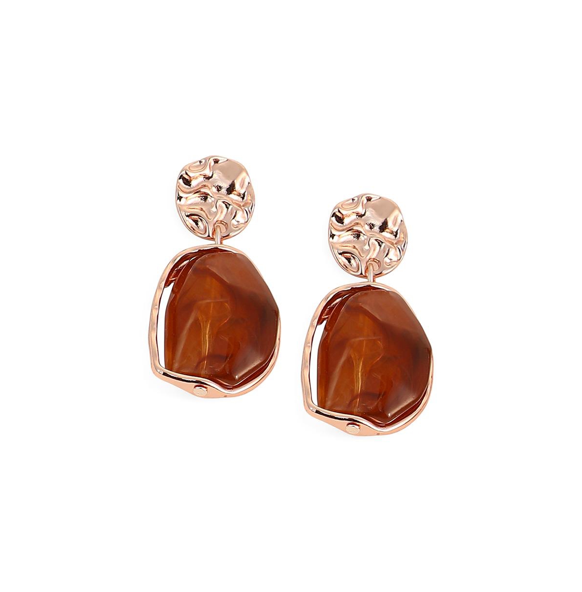 Click here for Womens The Hammered-Amber Drop Earrings - Rose Gol... prices