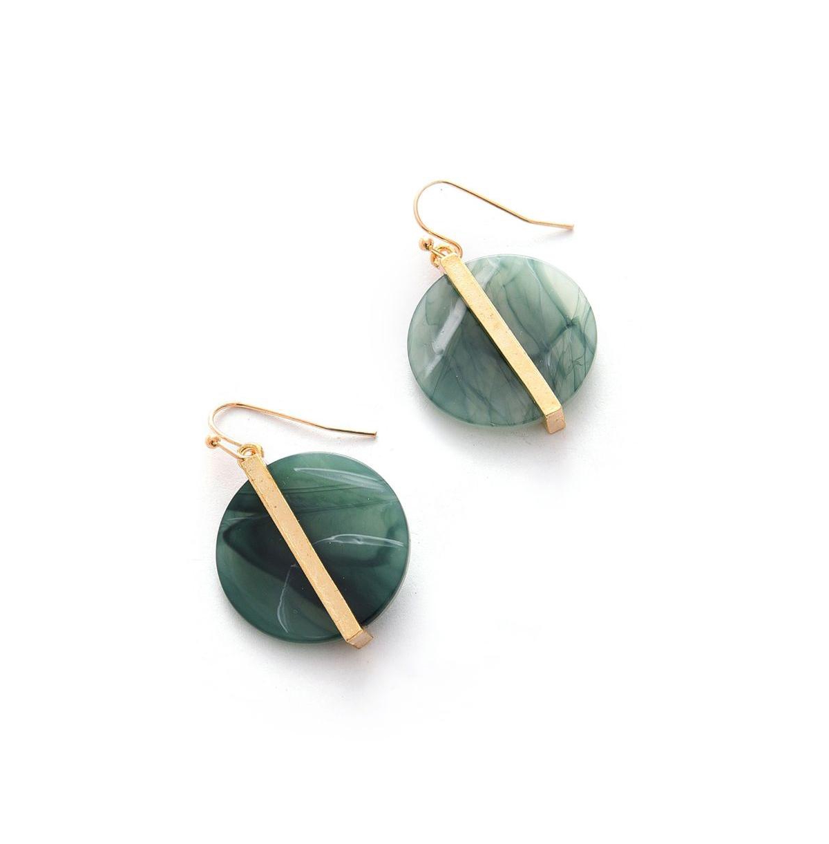 Click here for Sohi Womens Textured Circular Drop Earrings - Gree... prices