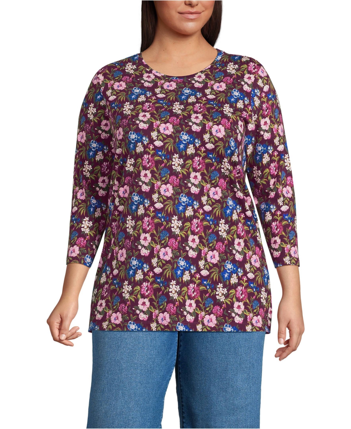 Click here for Lands End Plus Size 3/4 Sleeve Cotton Supima Tunic... prices